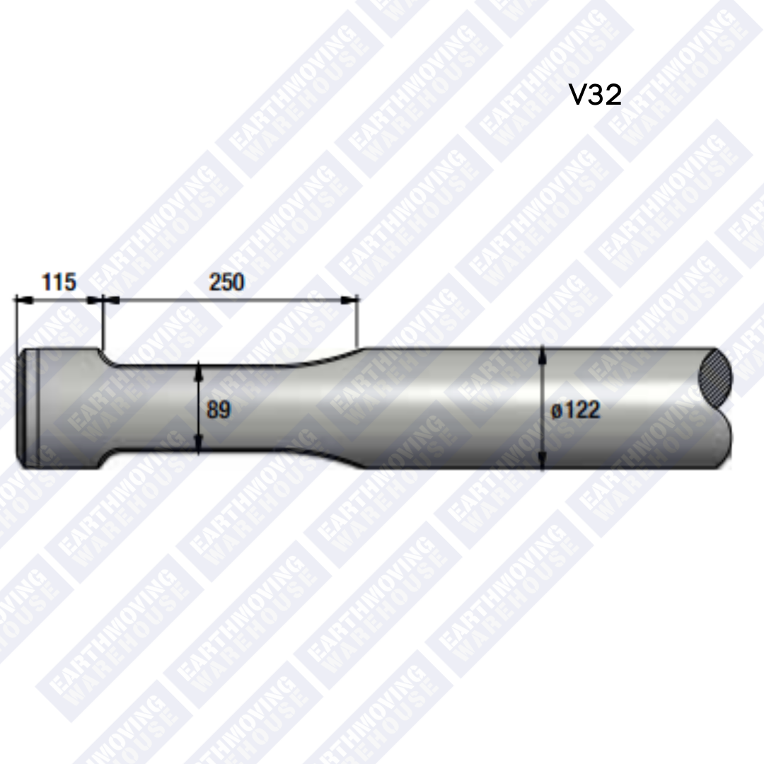 Wedge Point Chisel to Suit MONTABERT V32 Rock Breaker