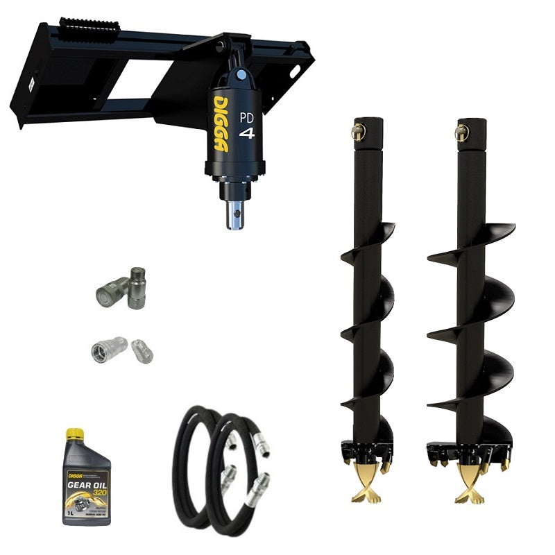 Digga PD4-2 65mm round auger drive combo package skid steer up to 120H