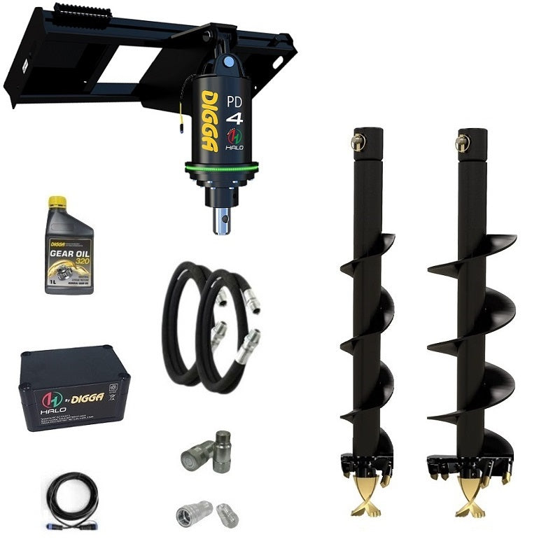 Digga PDH4-2 65mm round HALO auger drive combo package skid steer up t