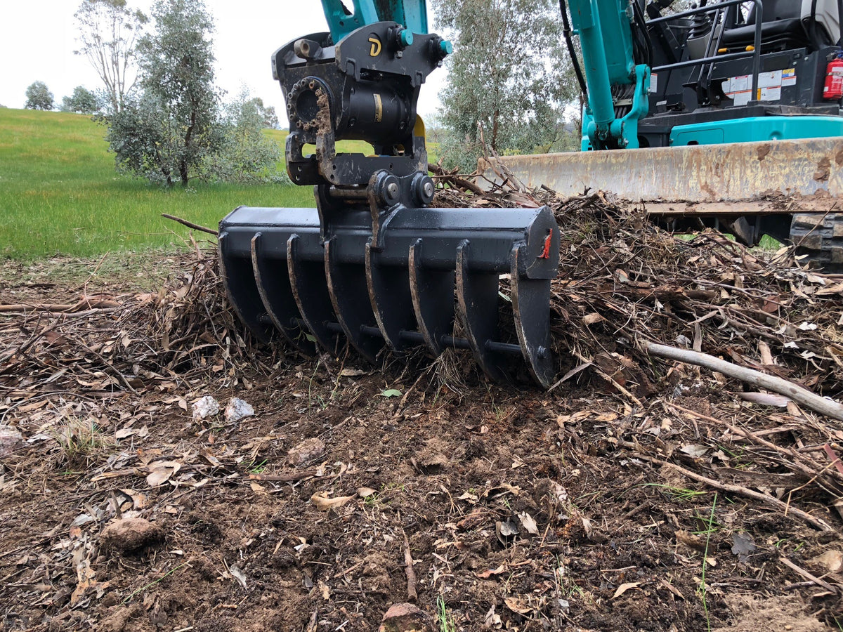Stick Rake 1.2-1.8T to suit Mini Excavators – Earthmoving Warehouse