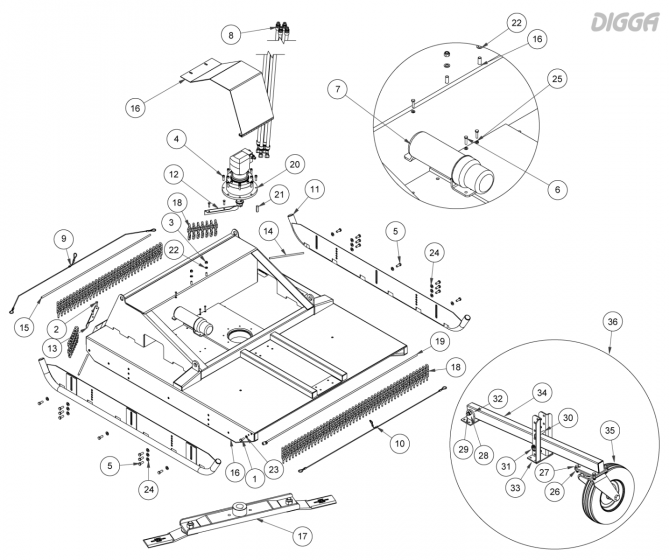 Digga Spare Parts to suit Slasher 1500mm - Body Assembly