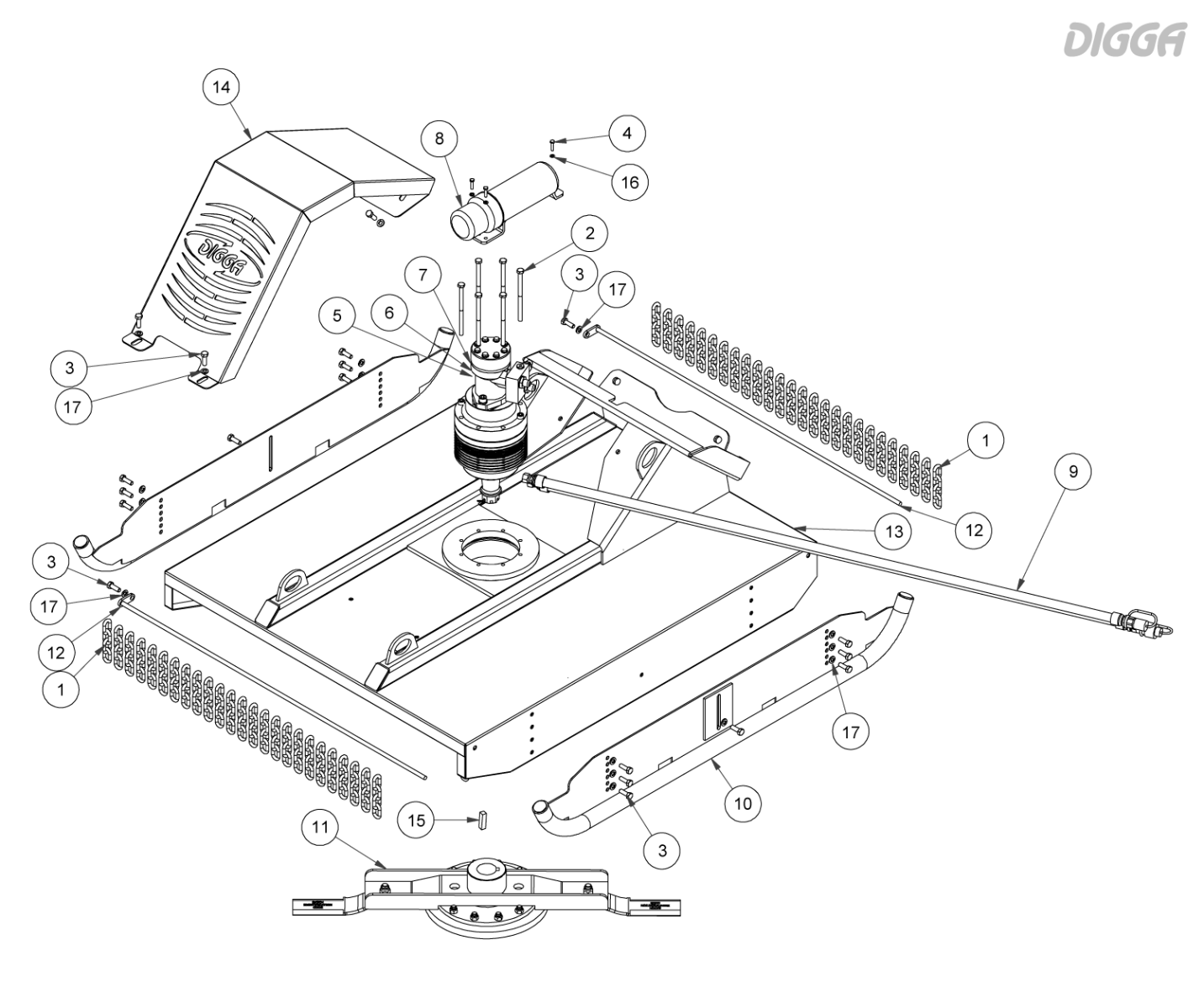 Digga Spare Parts to suit Mini Slasher 1000mm - Body Assembly