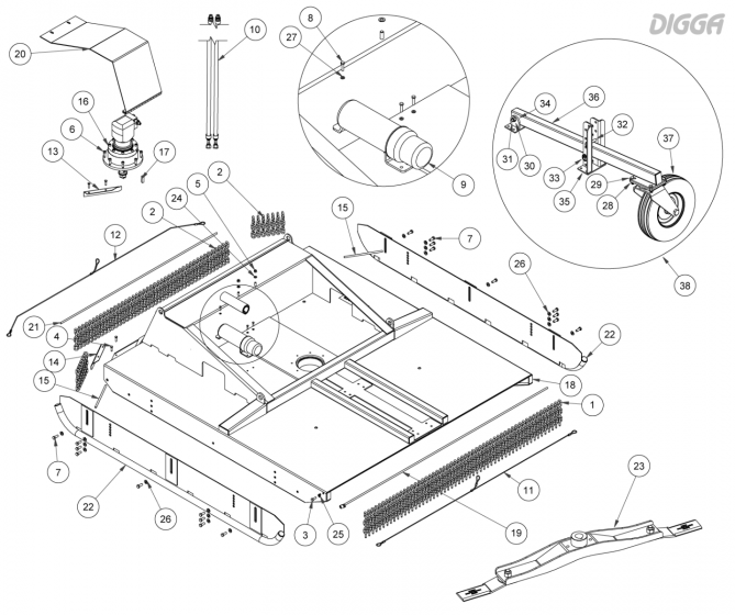 Digga Spare Parts to suit Slasher 1800mm - Body Assembly