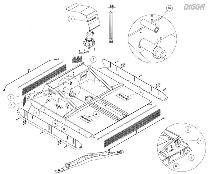 Digga Spare Parts to suit Slasher 1800mm - Body Assembly